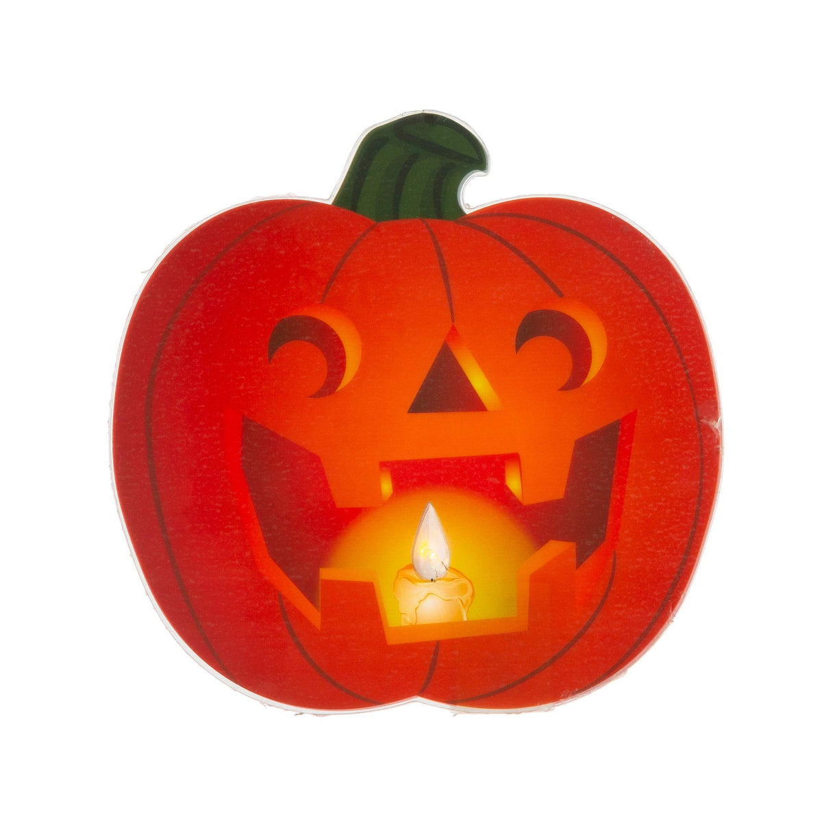 Pumpkin Window Cling with Warm White LED Light, 6 Hour Timer Function ...